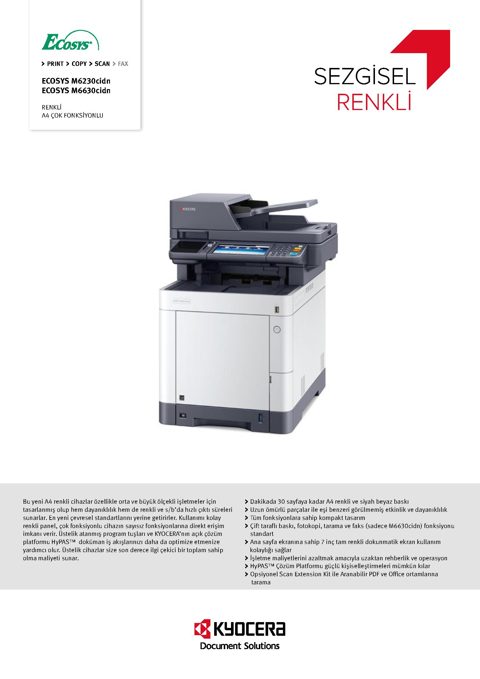 Kyocera Ecosys M6230CIDN Çok Fonksiyonlu Lazer Yazıcı- En Uygun ...